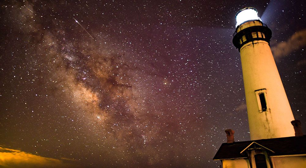 Lighthouse At Night Stars